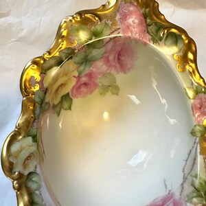 Victorian Hand Painted Ftd Bowl Pink Roses Gold Trim - Etsy