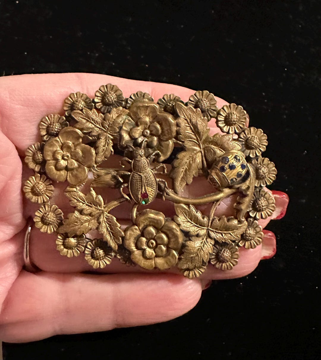 Antique Victorian Sash Pin Brass Floral Insects Bugs - Etsy
