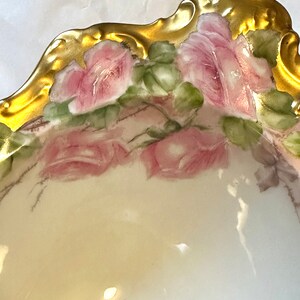 Victorian Hand Painted Ftd Bowl Pink Roses Gold Trim - Etsy
