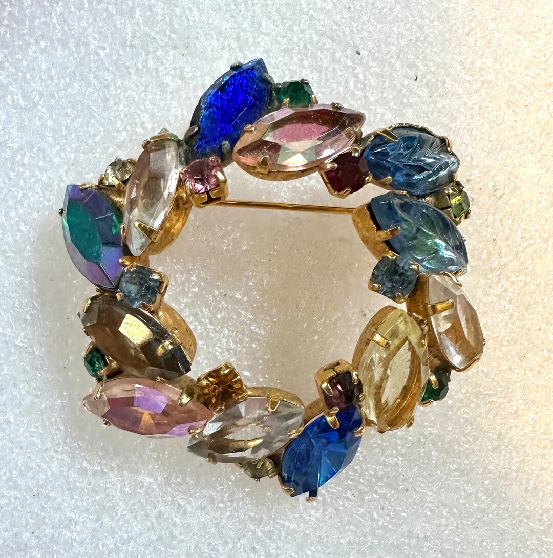Vintage Juliana Multi Color Rhinestone Pin - Etsy