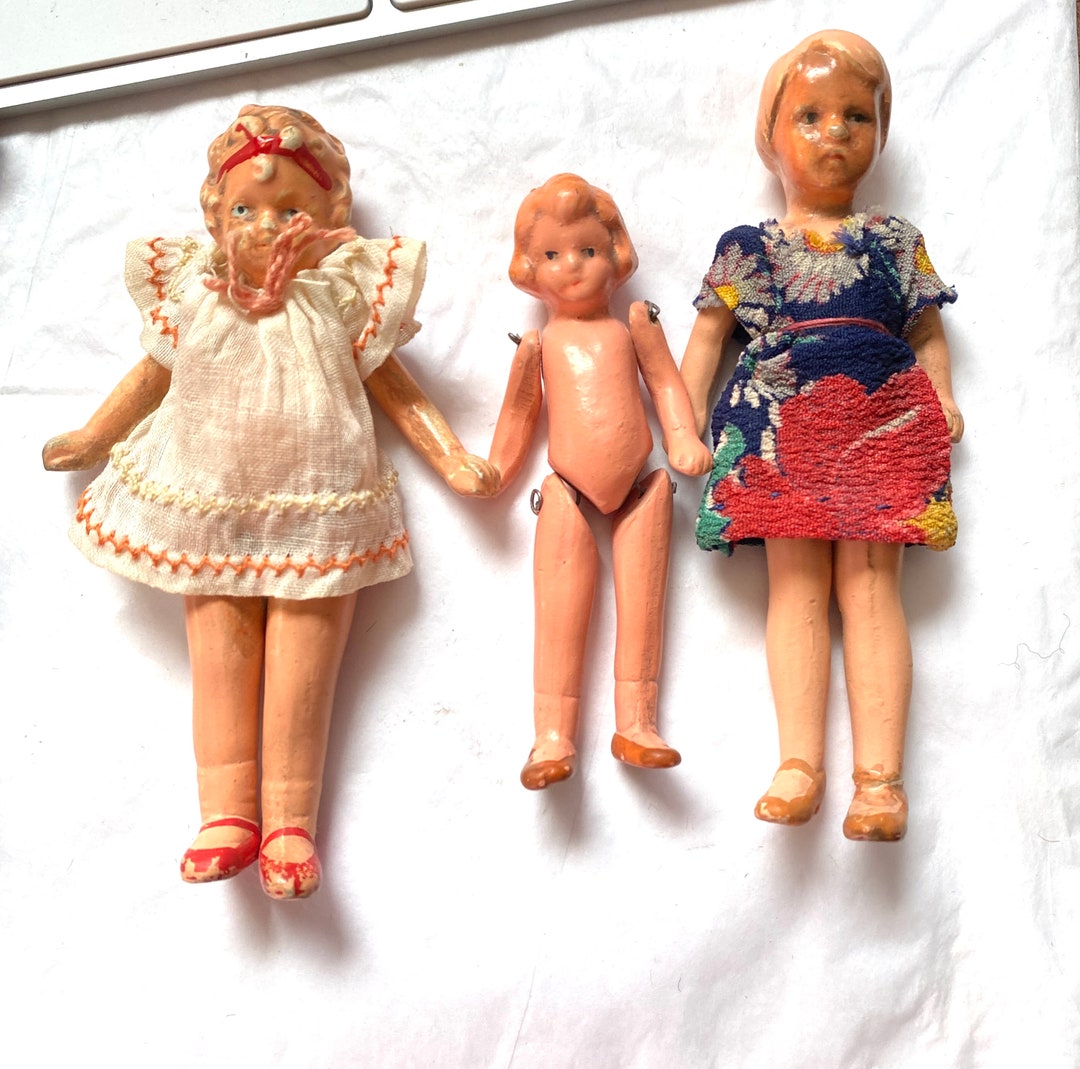 3 Antique Dollhouse Dolls 1930s Jointed - Etsy