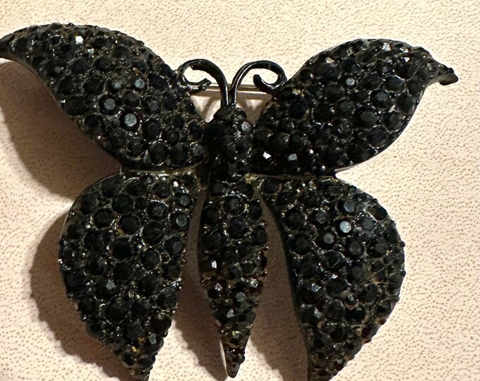 1960’s Weiss Black Rhinstone Butterfly Pin Brooch - Etsy