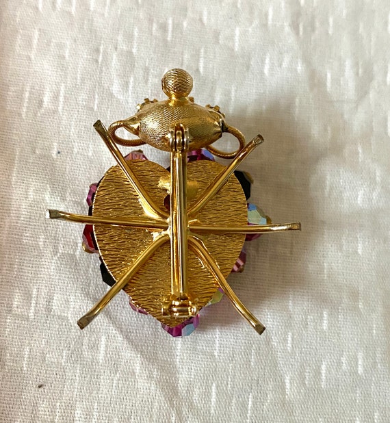 1960s Vintage Bug Pin Faceted Red Ab & Black Crystal … - Gem