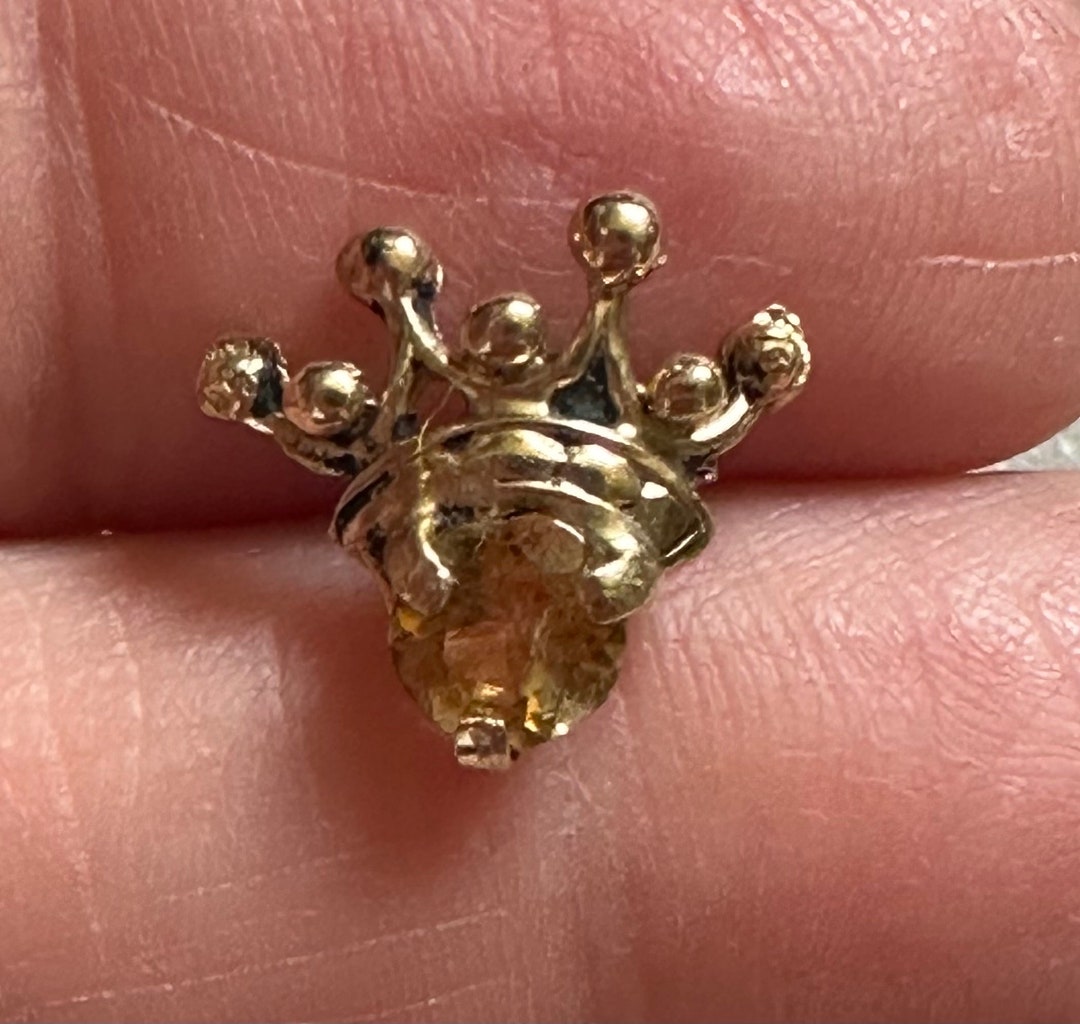 14k Gold & Citrine Crown Tie Tac - Etsy