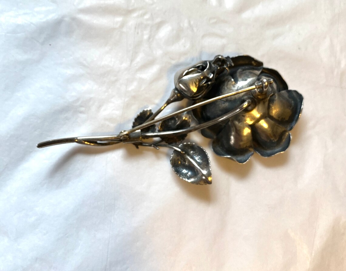 Shiebler Sterling Silver Rose Brooch RARE - Etsy