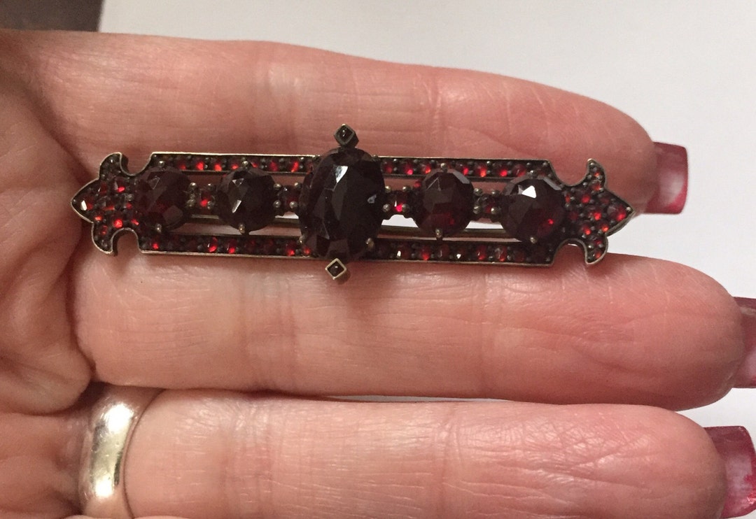 Antique Bohemian Garnet Pin - Etsy