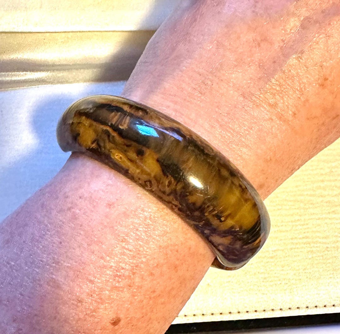 Vintage Yellow & Brown Marble Bakelite Clamper Cuff Bangle Bracelet - Etsy