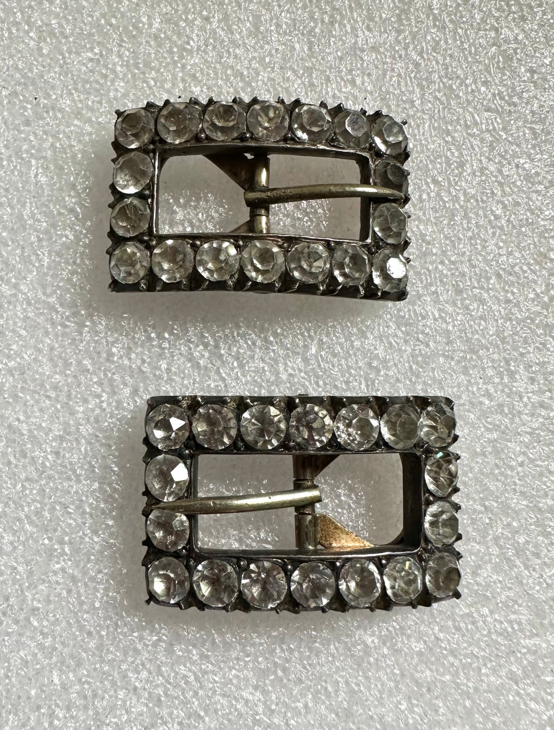 Antique Silver & French Paste Shoe Buckles Pair - Etsy