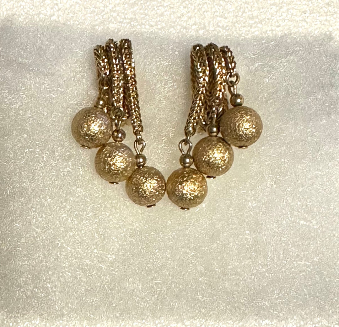 Vintage Napier Pat Pend Gold Tone Dangle Earrings - Etsy