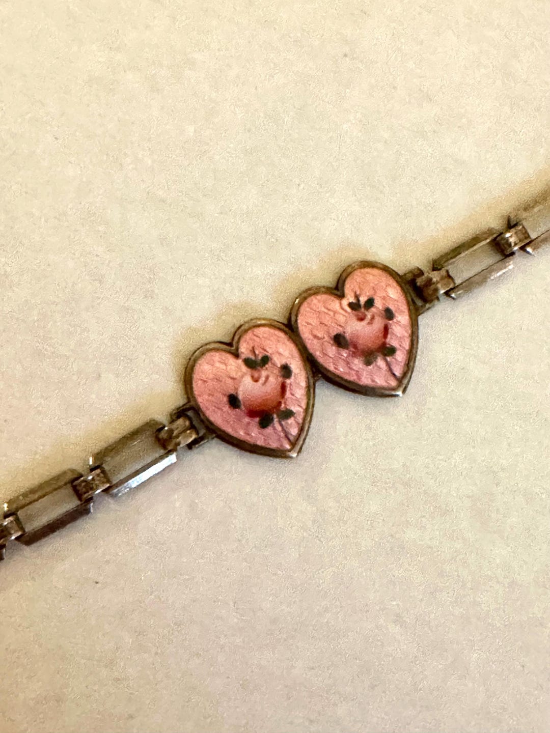 1930-40 Sterling Silver & Enamel Heart Bracelet 5.5” - Etsy