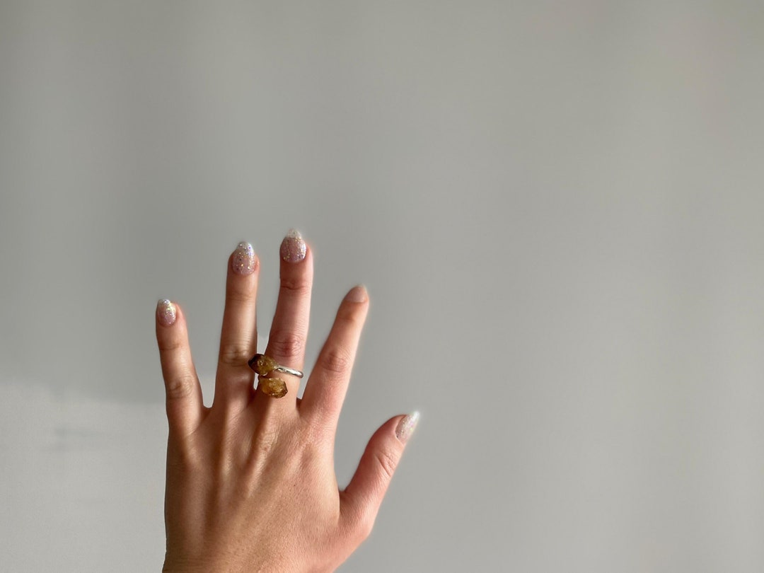 Adjustable Citrine Double Point Crystal Ring, Artisan Citrine Jewelry ...
