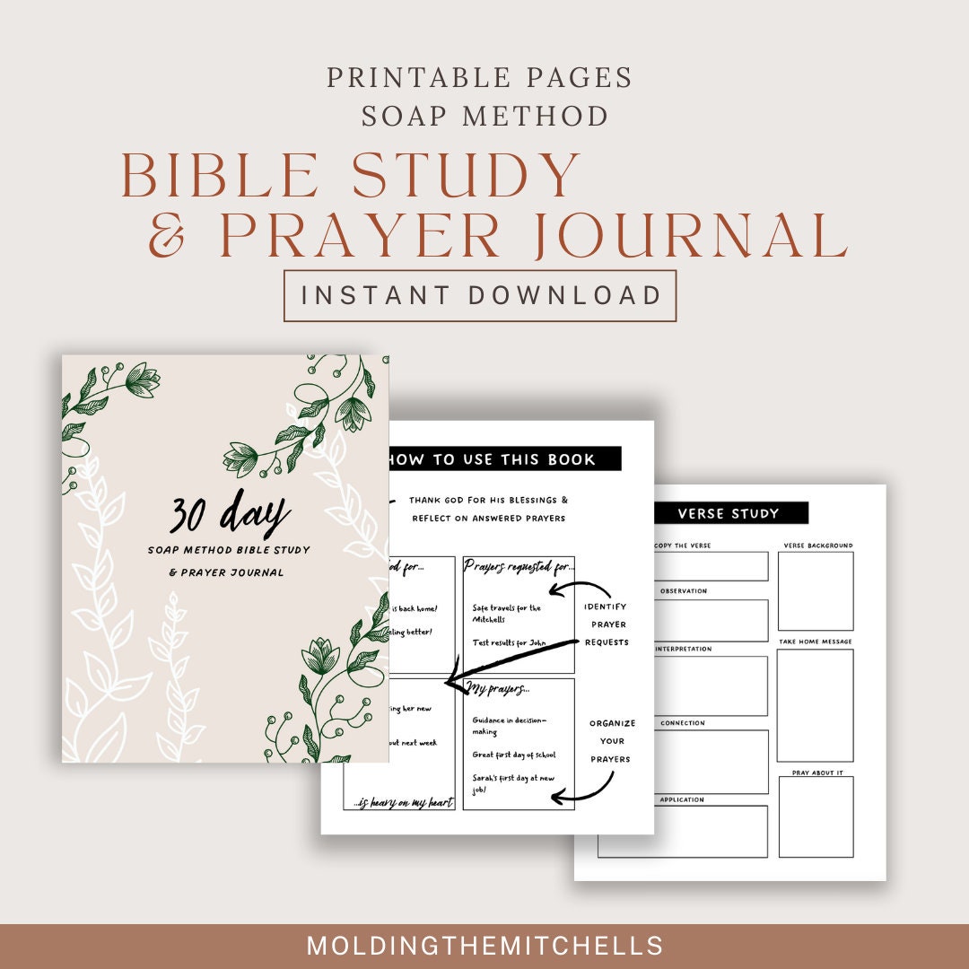 SOAP Bible Study & Prayer Journal**printable DIGITAL DOWNLOAD 8.5in X ...