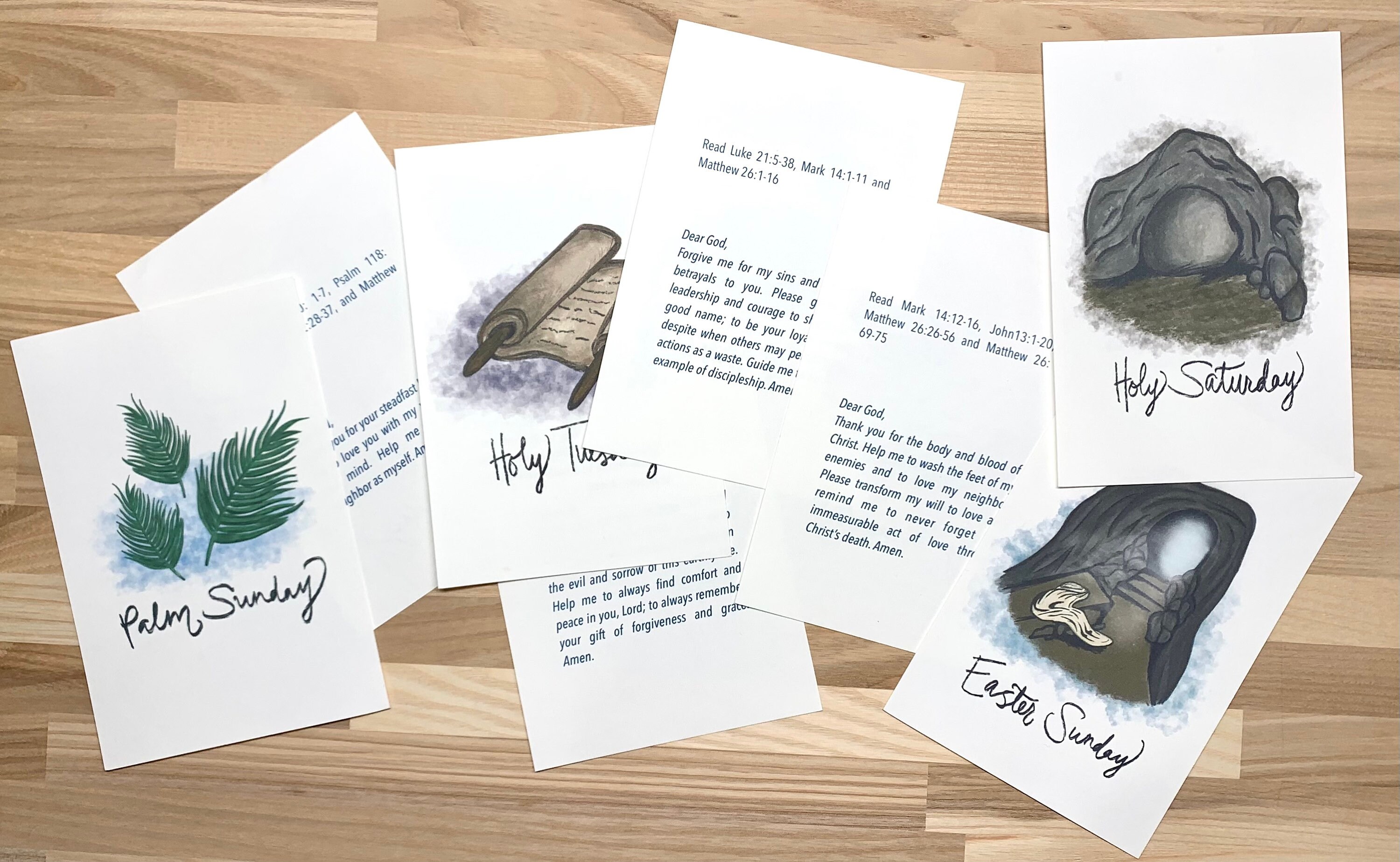 DOWNLOAD* Holy Week 4x6 Cards* Front&back*scripture With Prayer*hand ...