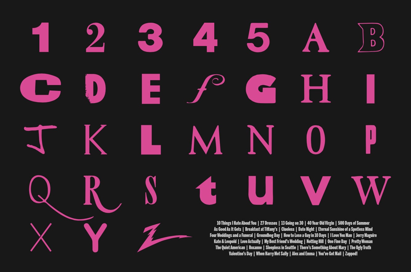Romantic Comedy Alphabet Poster - Etsy