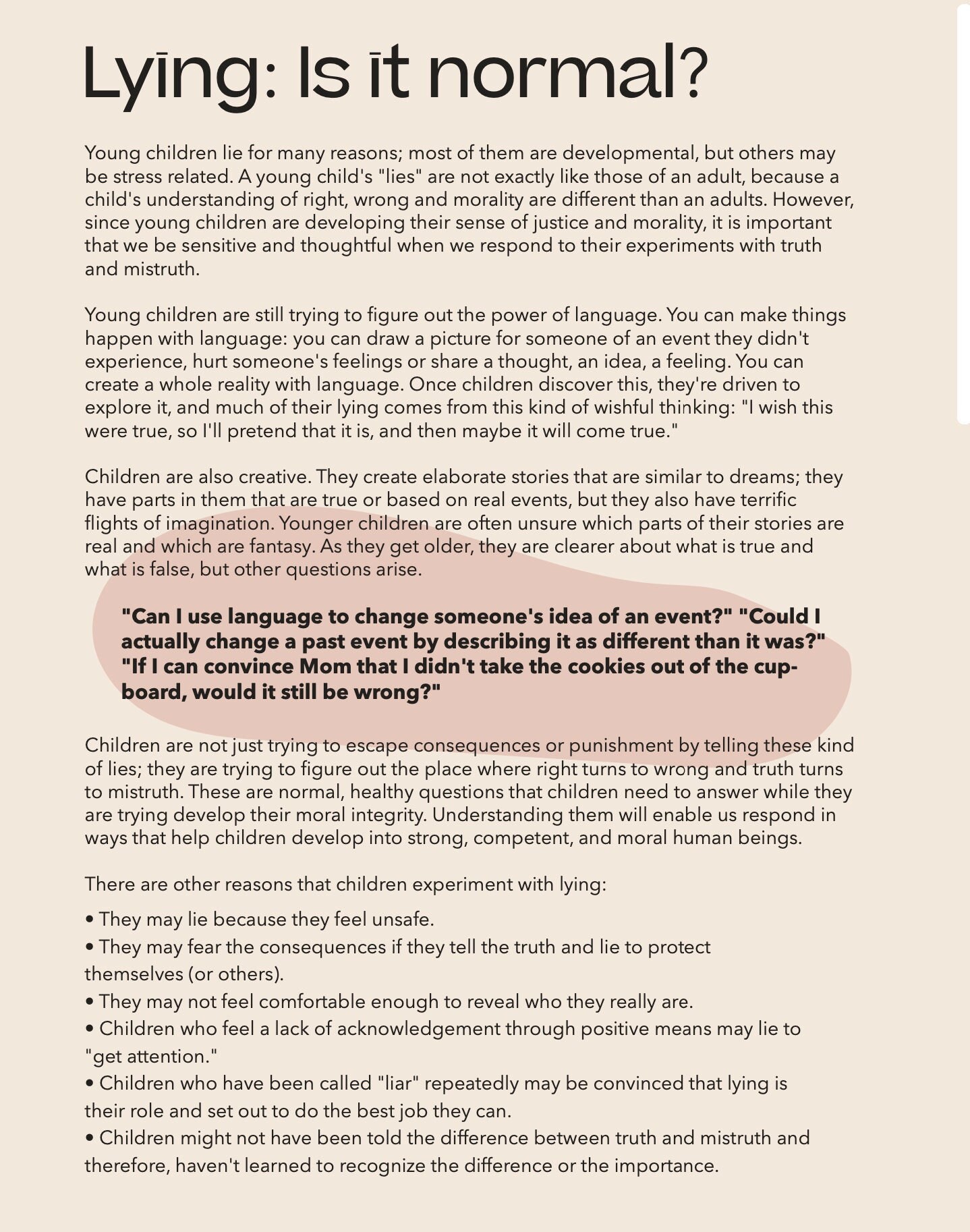 Is Lying Normal Handout - Etsy