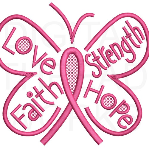 Hope Butterfly Machine Embroidery Design Pink Ribbon - Etsy