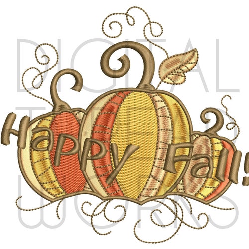 Pumpkin Machine Embroidery Design Thanksgiving and Fall - Etsy