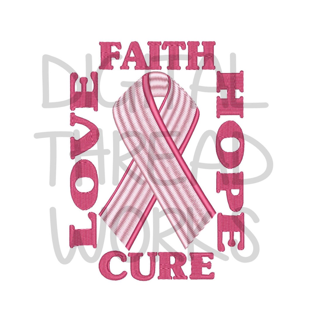 Breast Cancer Awareness Pink Ribbon Embroidery Design for 4x4 5x7 ...