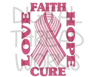 Pink Curly Heart Font Frame Breast Cancer Awareness Ribbon - Etsy
