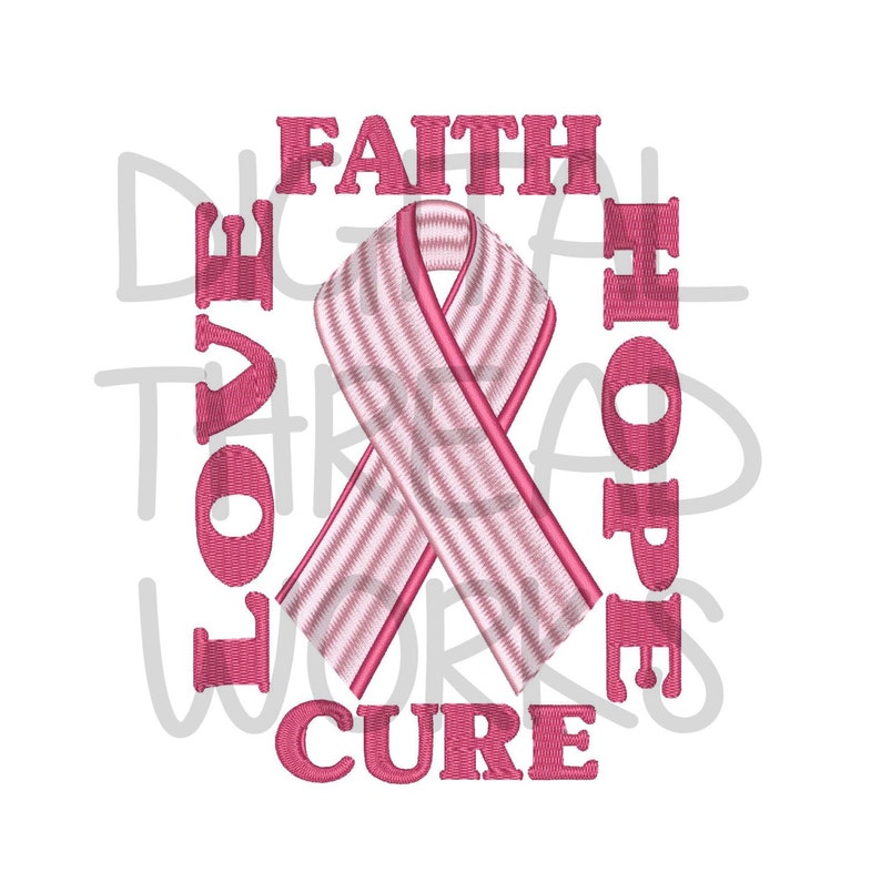 Breast Cancer Awareness Pink Ribbon Embroidery Design for 4x4 - Etsy