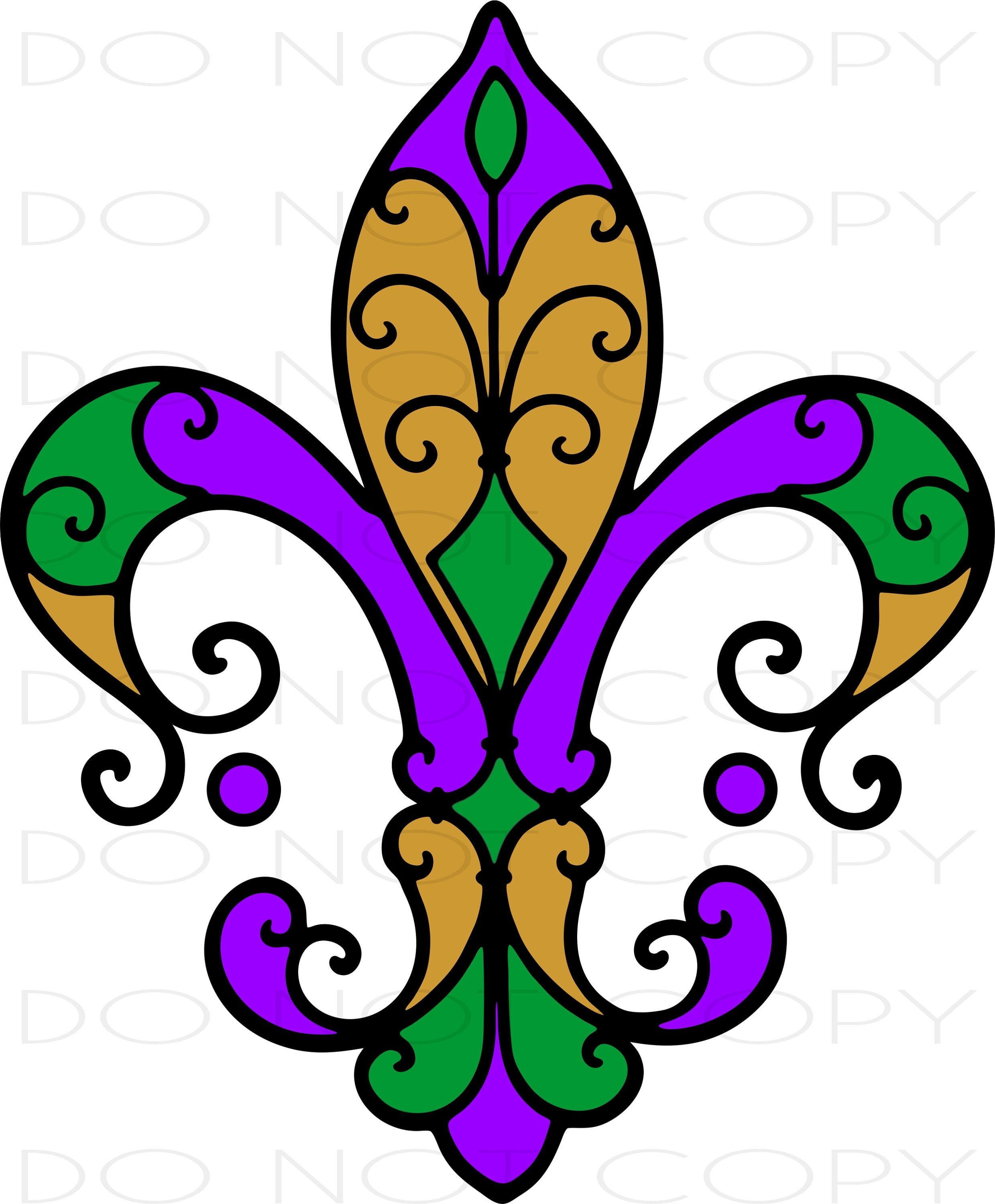 Mardi Gras Curly Fleur De Lis SVG Cut and Print Digital | Etsy