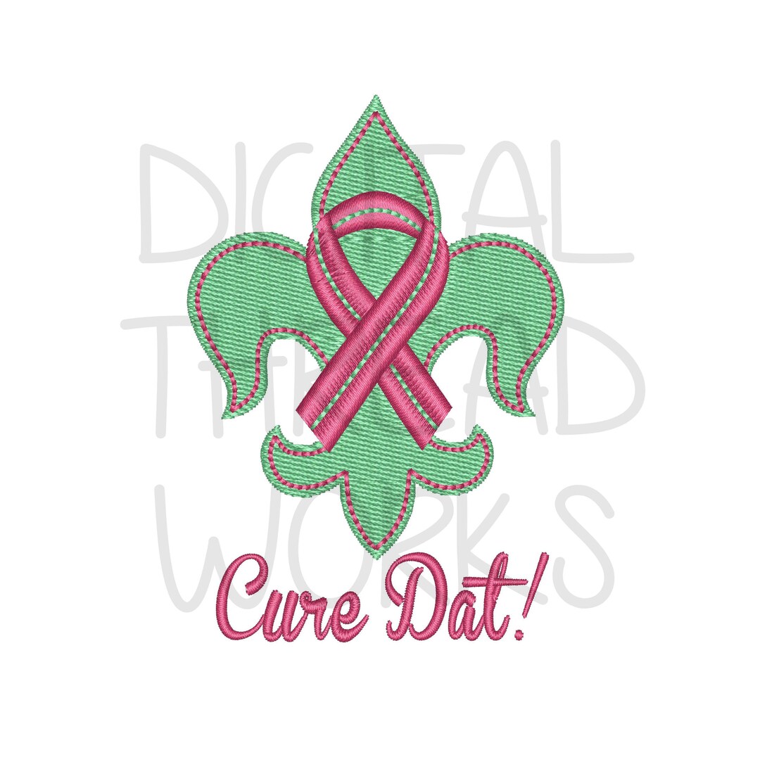 Cancer Awareness Cure Dat Pink Ribbon Machine Embroidery Design 4x4 5x7 ...
