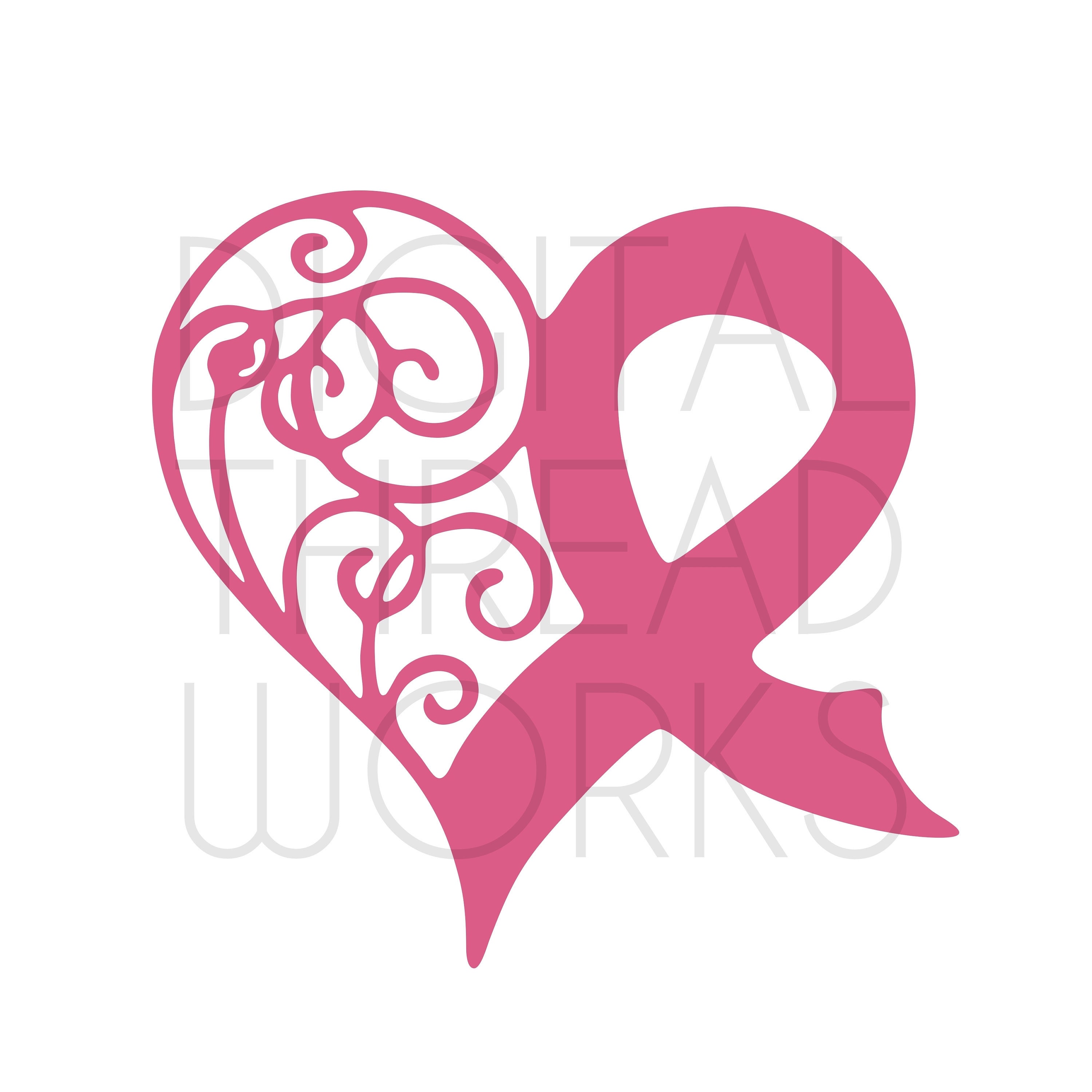 Awareness Heart SVG File Cut & Print Download Breast Cancer - Etsy