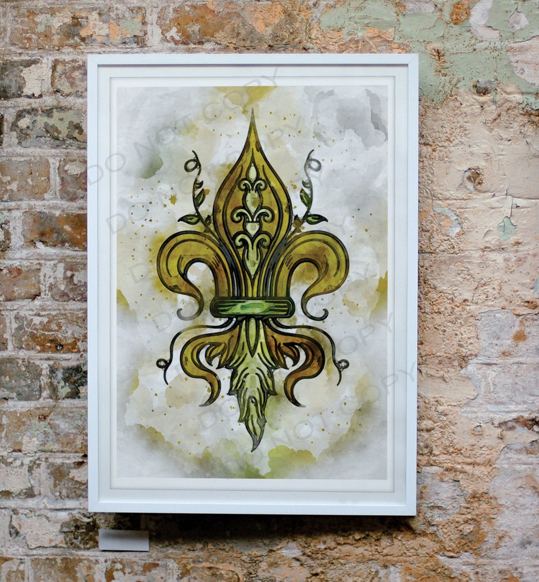 Fleur De Lis Watercolor Print, Ivy Design (digital Download) - Etsy
