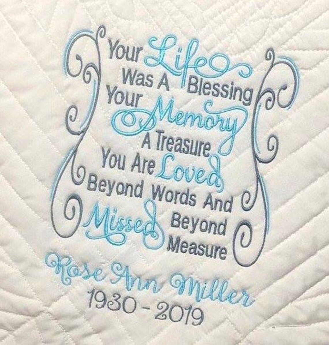 Sympathy Memory Your Life Was A Blessing Machine Embroidery | Etsy