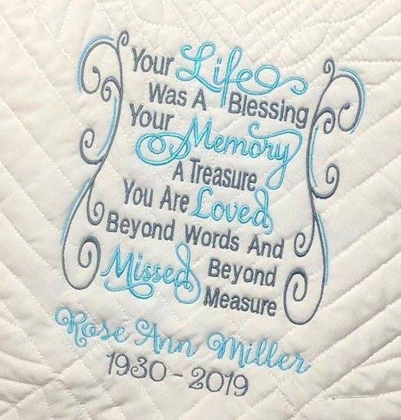 Sympathy Memory Your Life Was A Blessing Machine Embroidery Design ...