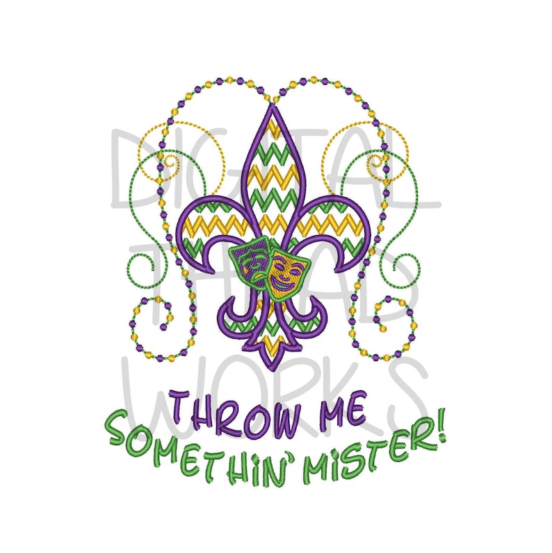 Mardi Gras Throw Me Something Mister Embroidery Design for 4x4 5x7 and ...