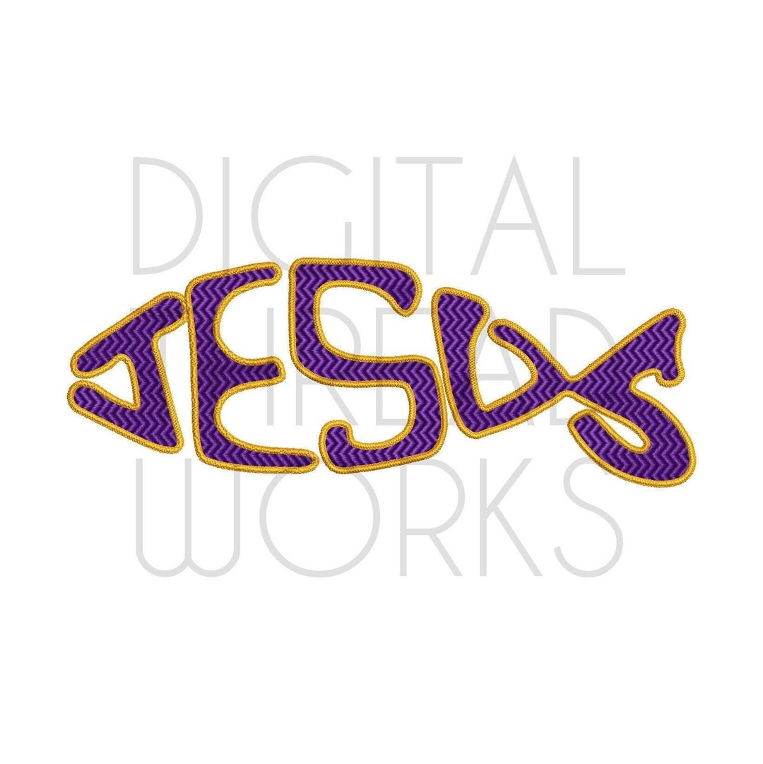 Jesus Fish Christian Symbol, Ichthus Machine Embroidery Design Instant ...