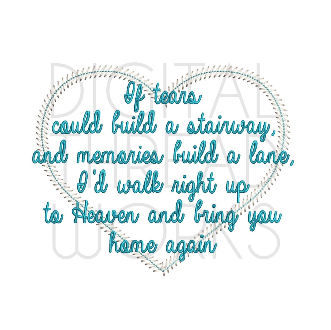 Sympathy Grief Machine Embroidery Design, Memory Pillow Pattern ...