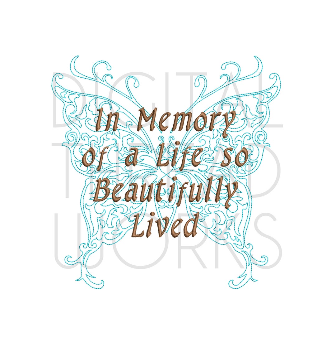 In Memory of A Life Machine Embroidery Pattern Download for 4x4, 5x7 ...