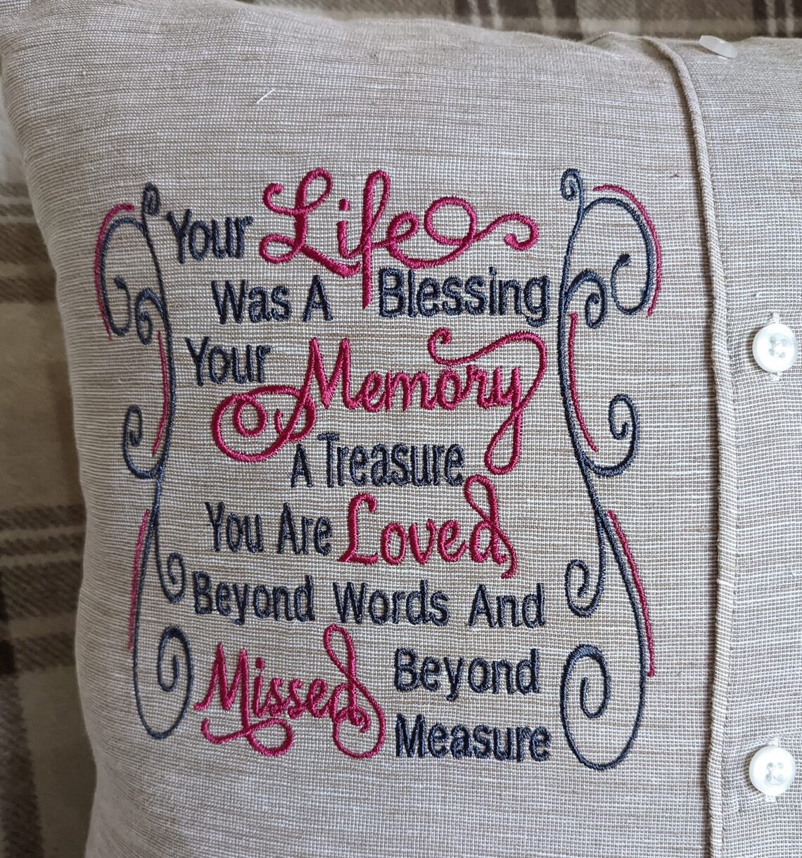 Sympathy Memory Your Life Was A Blessing Machine Embroidery - Etsy