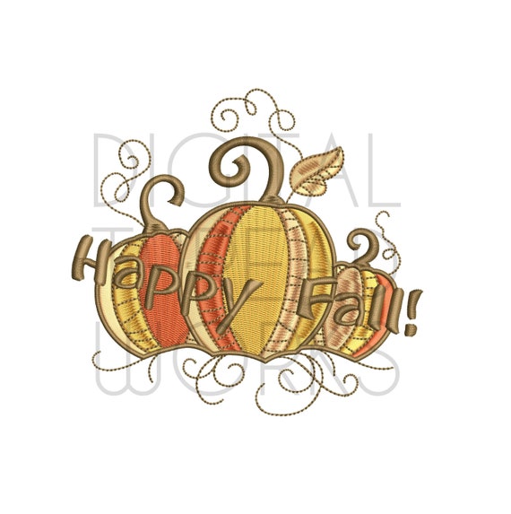 Happy Fall Pumpkins Machine Embroidery Design Instant Download - Etsy