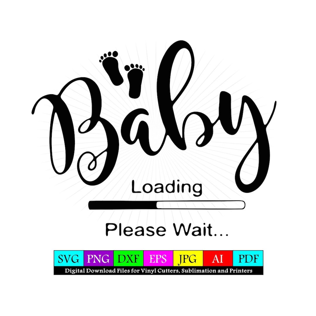 Pregnancy Clip Art Baby Loading SVG Print Cut Digital Files for Cricut ...