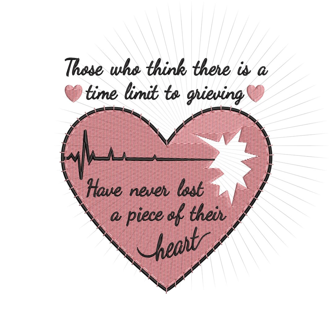 Sympathy Grief Machine Embroidery Pattern: Broken Heart Memory Pillow ...