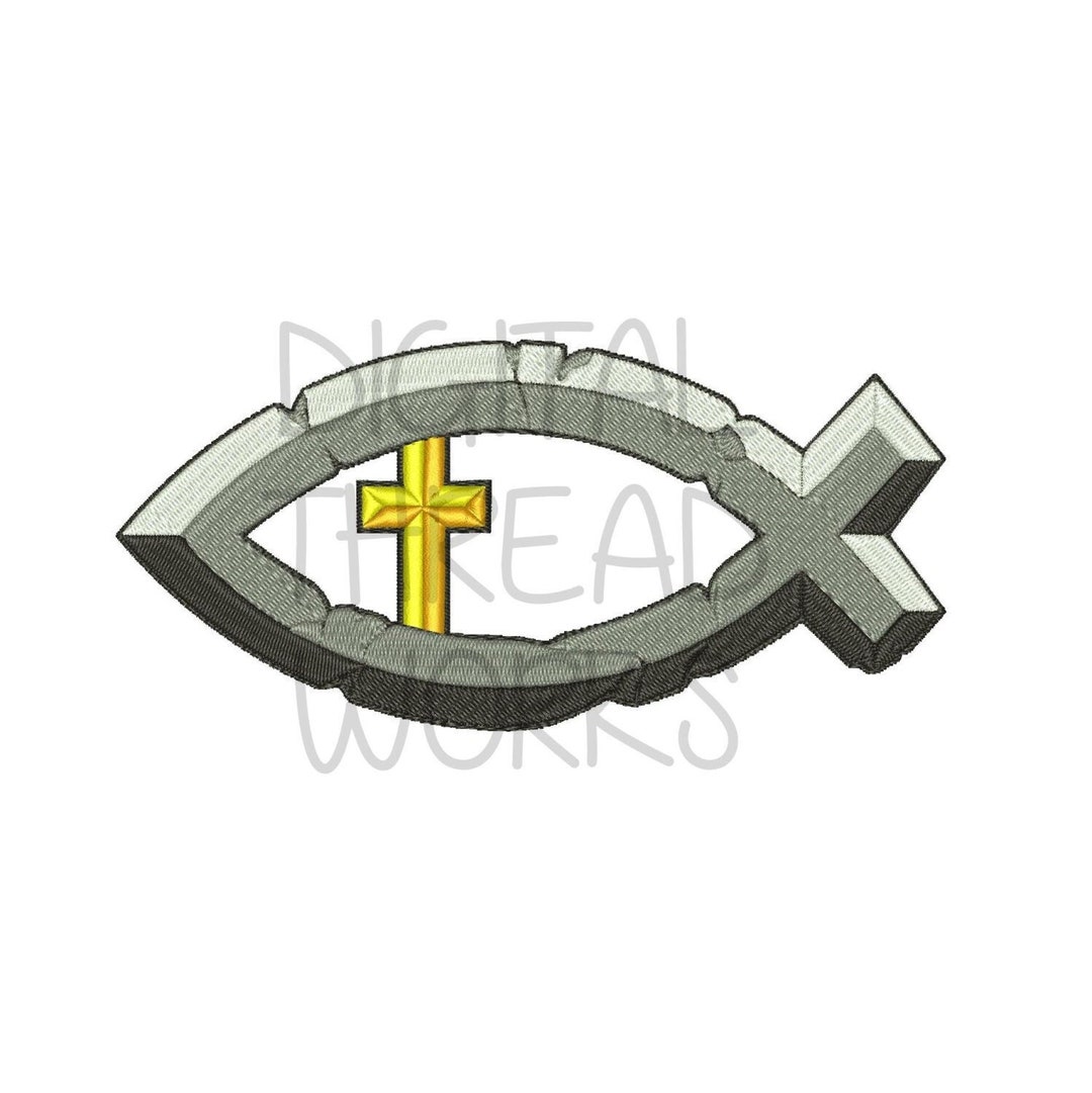 Christian Fish Cross Ichthus Machine Embroidery Design (digital ...