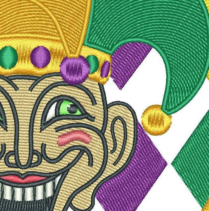 Mardi Gras Harlequin Jester Embroidery Design for 4x4 5x7 and 6x10 Inch ...