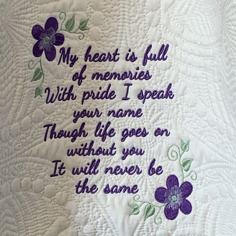 Memory Pillow Embroidery Machine Design, Sympathy Pattern (digital ...