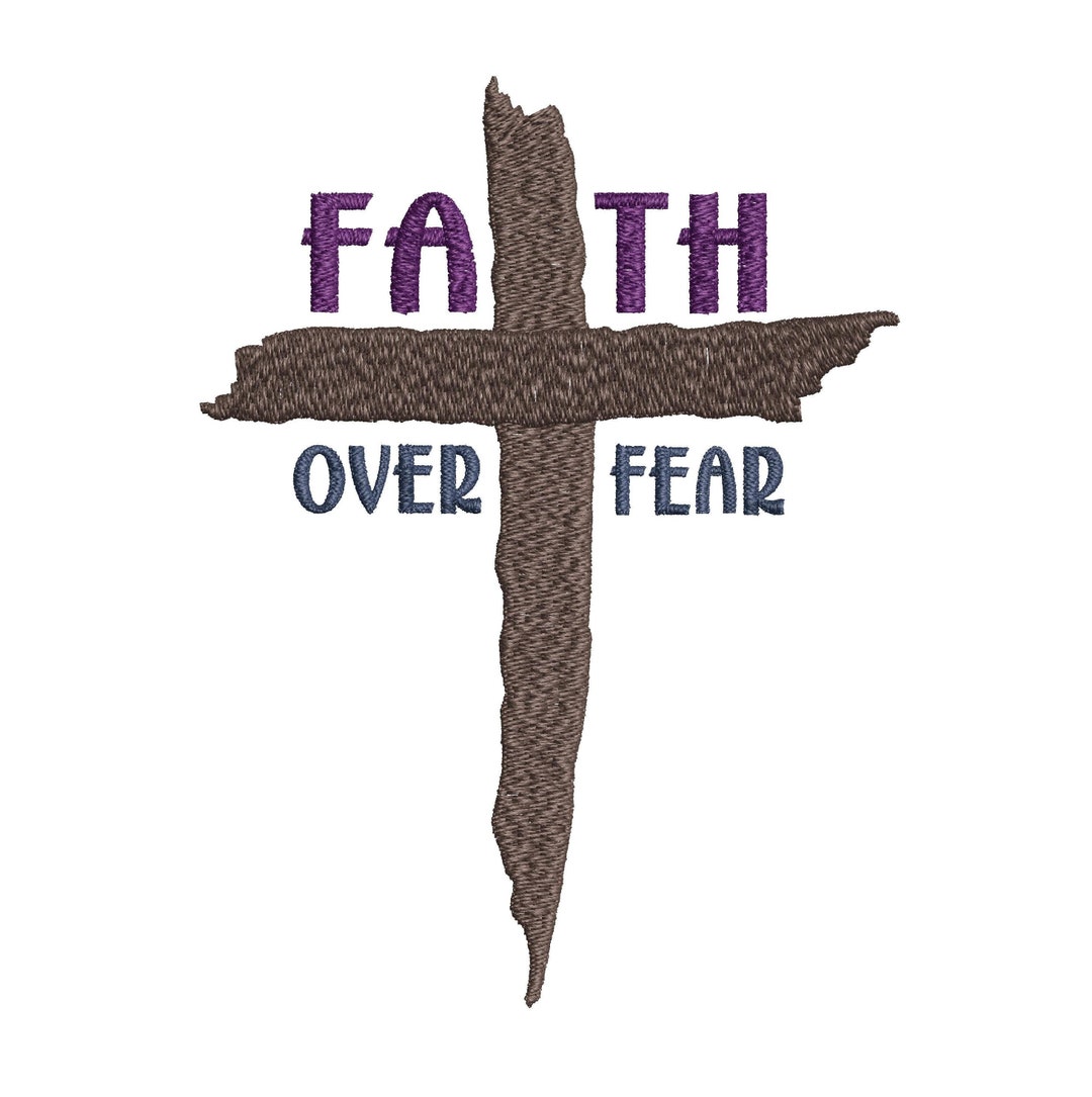 Faith Over Fear Cross Embroidery Design, Hand-stitch Style (digital ...