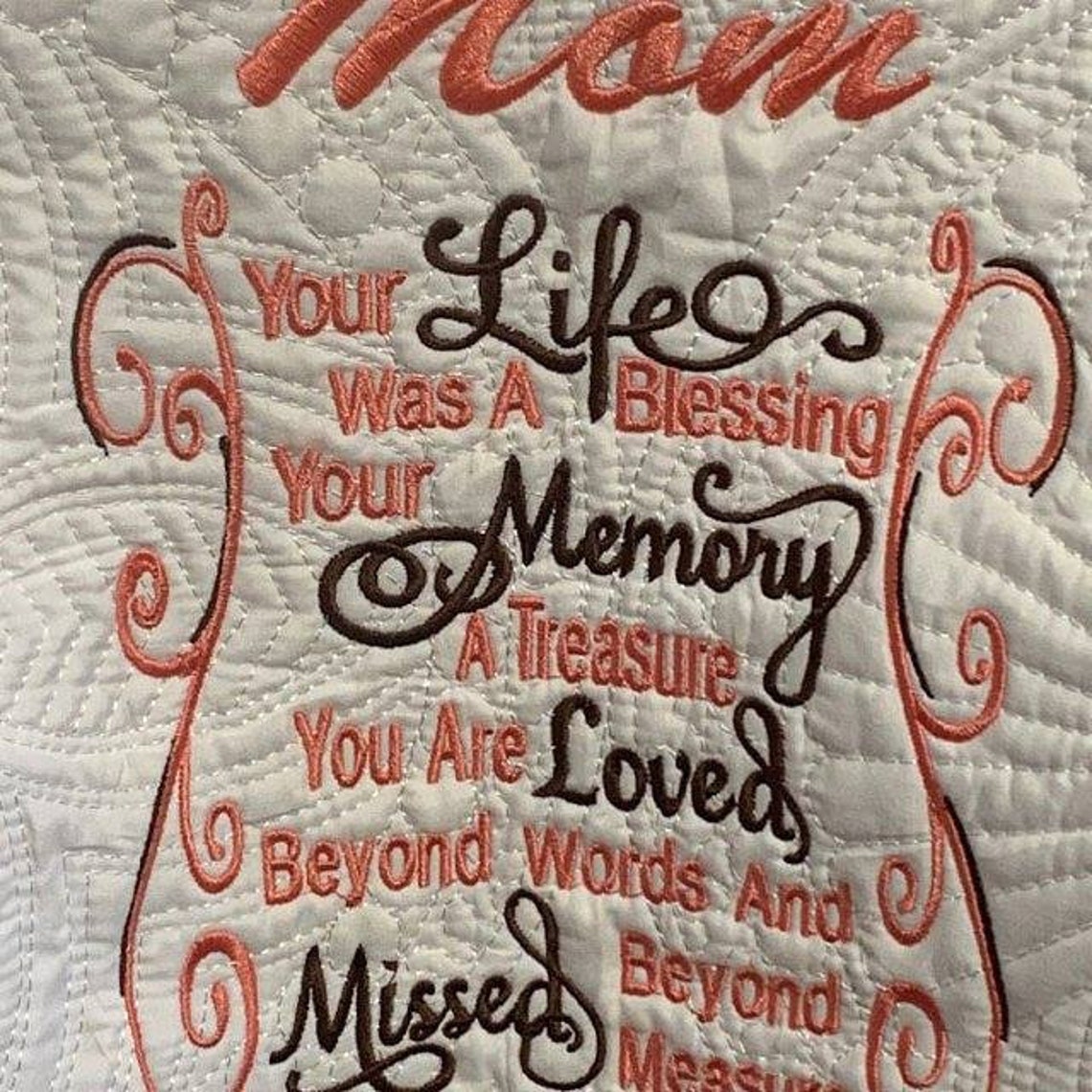 Sympathy Memory Your Life Was A Blessing Machine Embroidery | Etsy