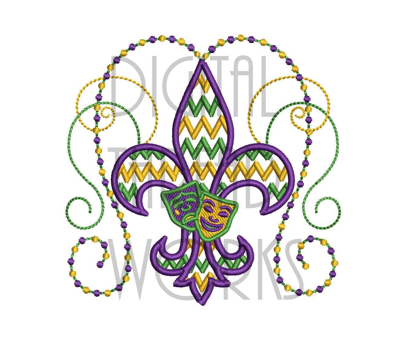 Mardi Gras Fleur De Lis Machine Embroidery Design in 4x4 5x7 - Etsy