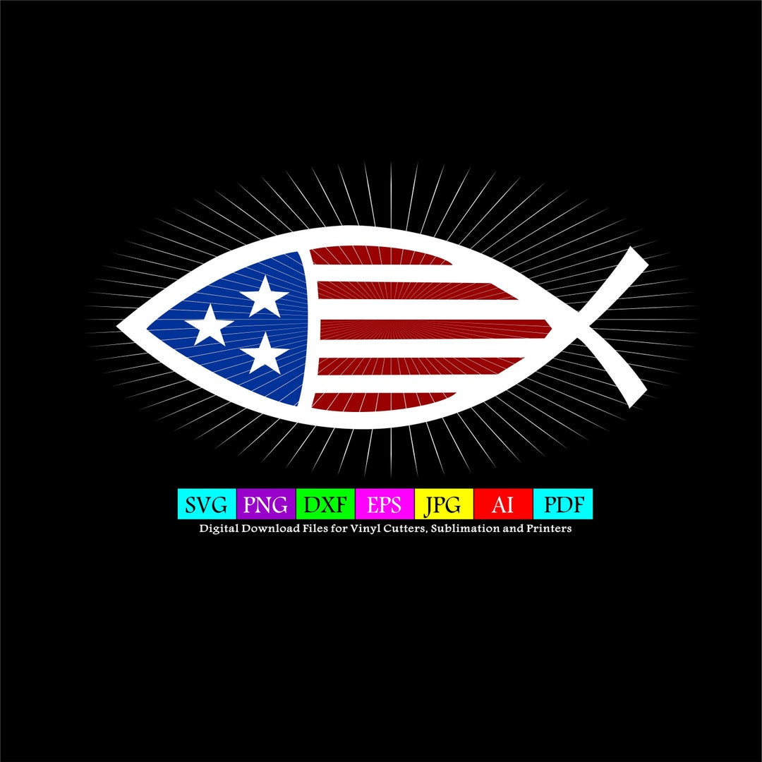 American Flag Christian Fish SVG, Ichthus Design (digital Download) - Etsy