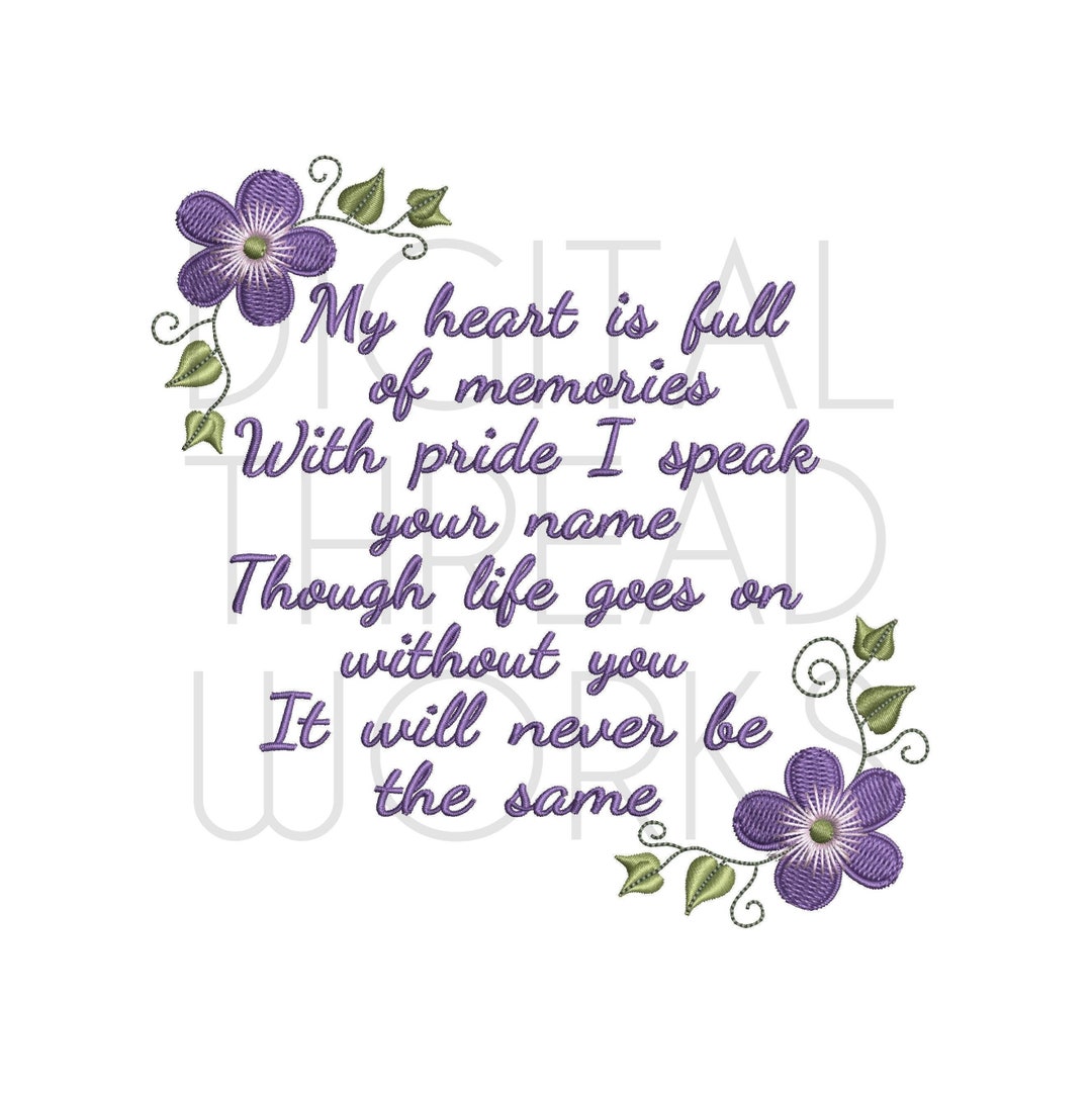 Memory Pillow Embroidery Machine Design, Sympathy Pattern (digital ...