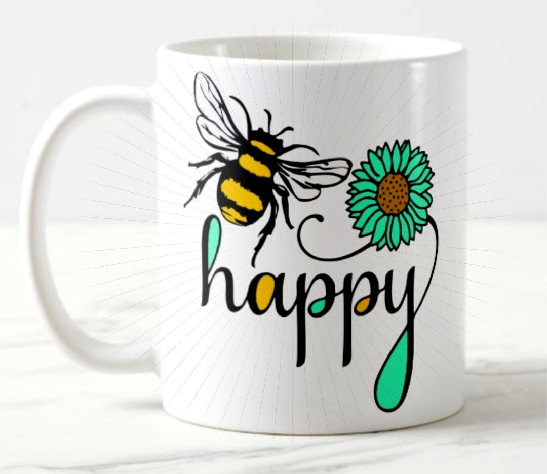 Bee Happy SVG Cut & Print Digital Design for Cricut, Silhouette, Iron ...