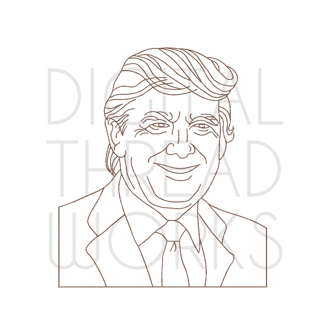 Donald Trump Profile Outline Machine Embroidery Design (digital ...