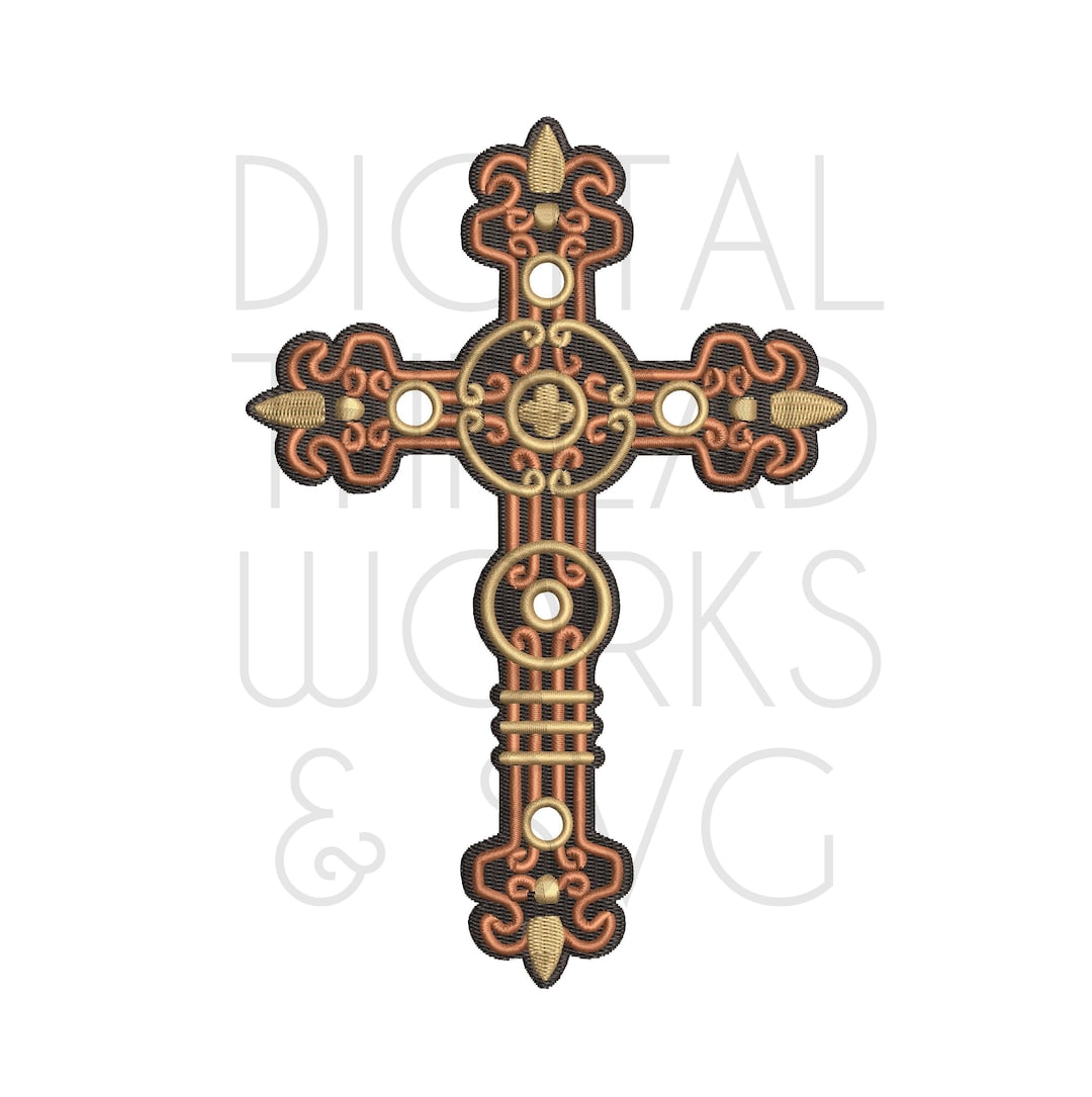 Vintage Cross Embroidery Machine Design Instant Digital Download 4x4 ...