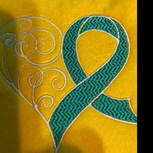 Breast Cancer Awareness Heart Ribbon Embroidery Design for 4x4, 5x7 ...